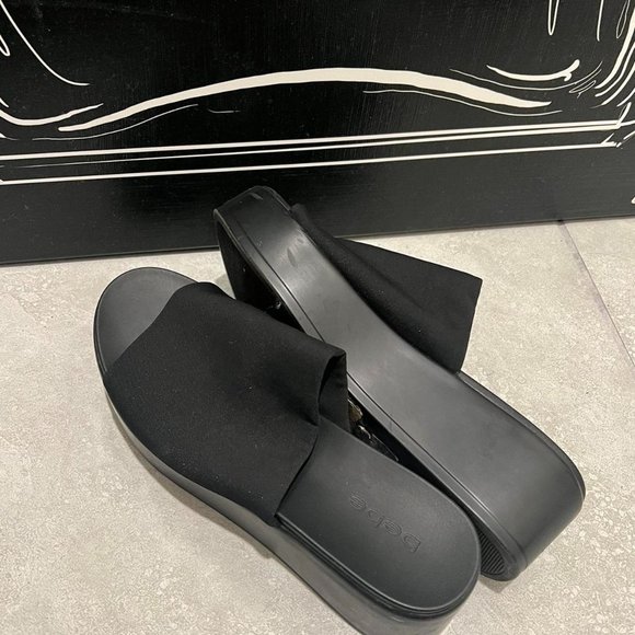 Shoes | Vintage Bebe Slide On Platform Fabric Shoes In Black | Poshmark